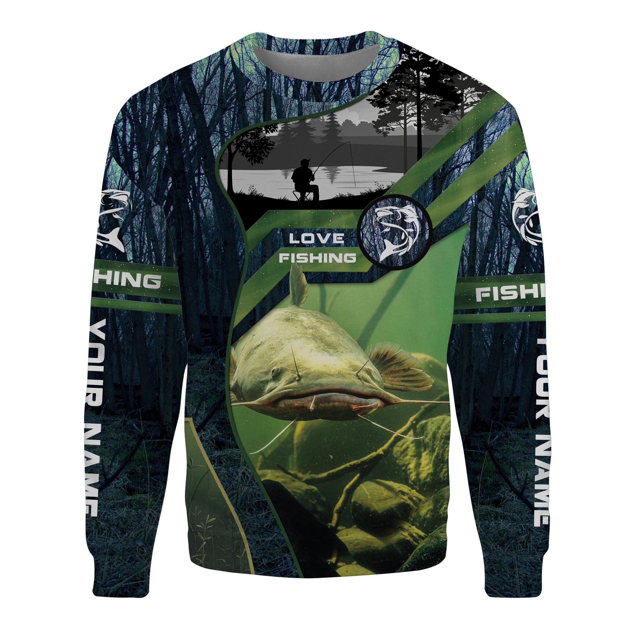 Catfish Custom performance Fishing Sweatshirts, Catfish Fishing jersey