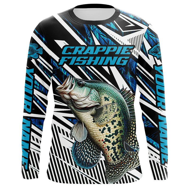 Custom Crappie Fishing Camo Long Sleeve Tournament Fishing Shirts, Cra
