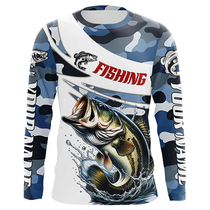 Personalized Bass Fishing Jerseys, Camo Bass Fishing Long Sleeve Tourn