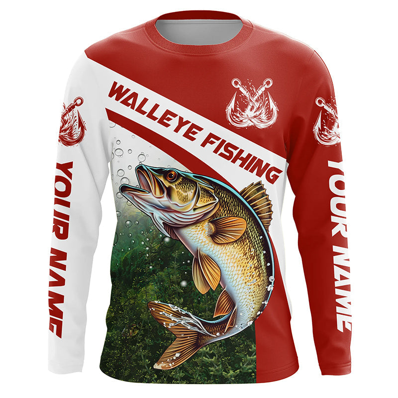Walleye Fishing Custom Long Sleeve Fishing Shirts, Walleye Tournament