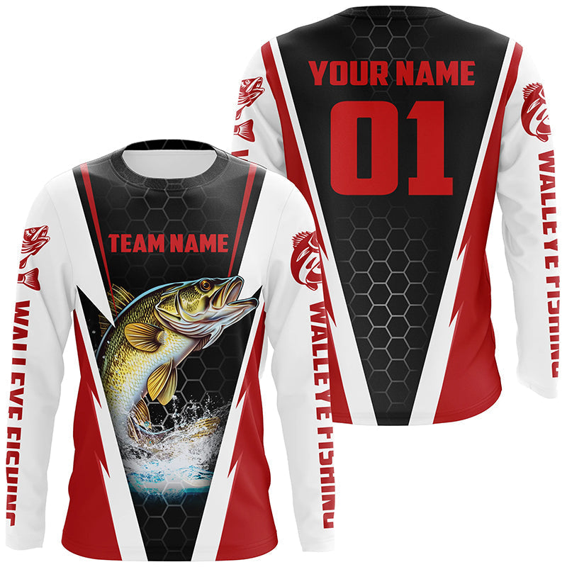 Walleye Fishing Long Sleeve Tournament Shirts For Fishing Team With Cu