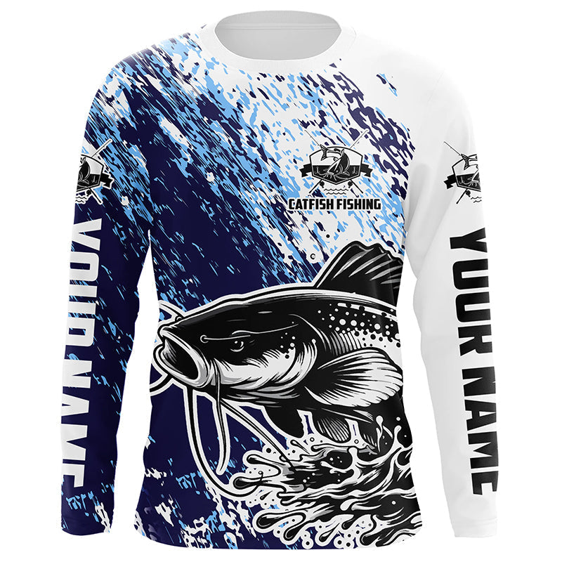 Personalized Catfish Long Sleeve Tournament Fishing Shirts, Catfish Fi