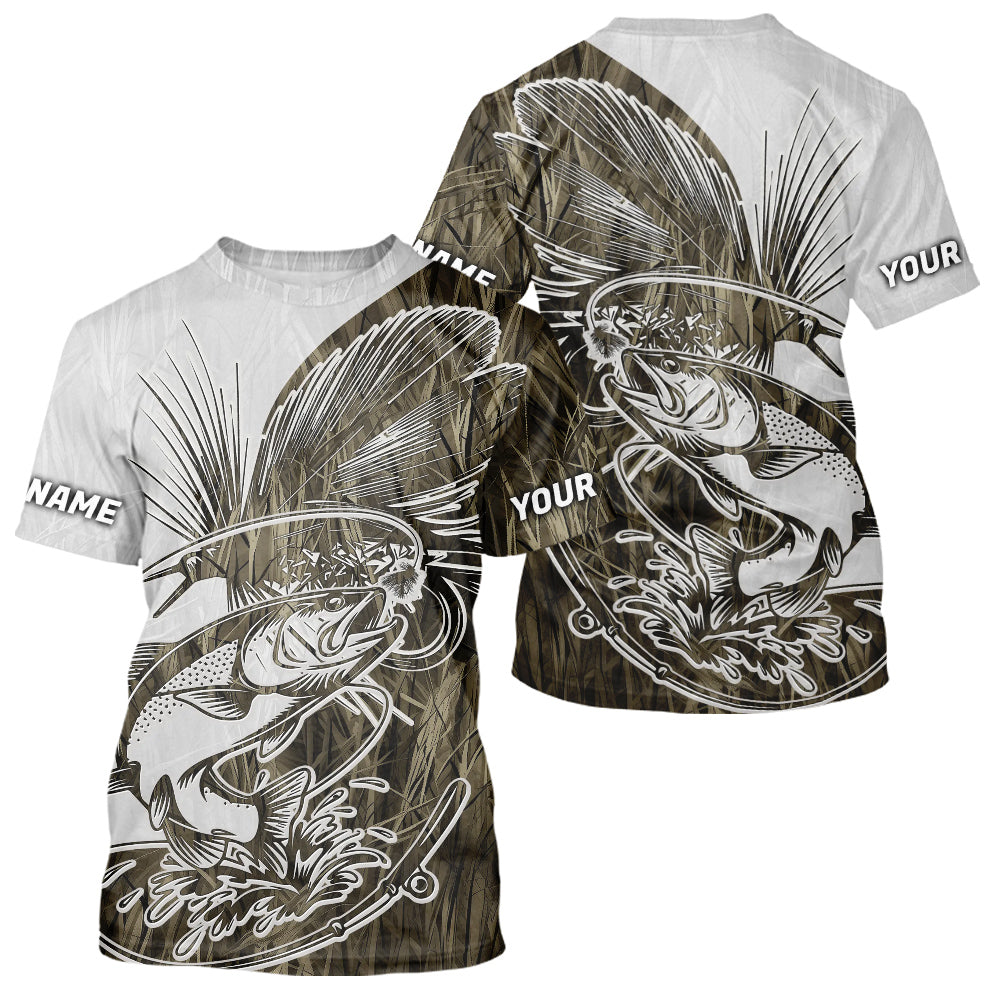 Custom Trout Fly Fishing Camo Fishing T-Shirts, Fly Bait Trout Flyfish