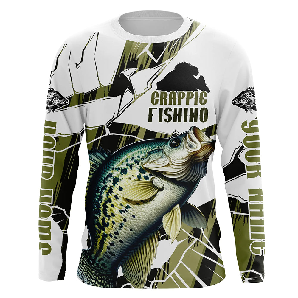 Crappie Fishing Custom Long Sleeve Tournament Shirts, Fishing Camo Cra