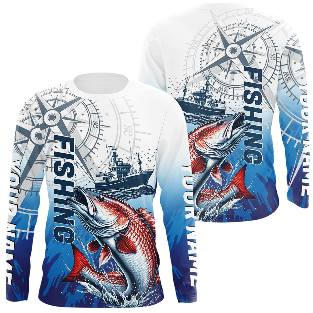 Custom Redfish Puppy Drum Fishing Saltwater Long Sleeve Performance Sh