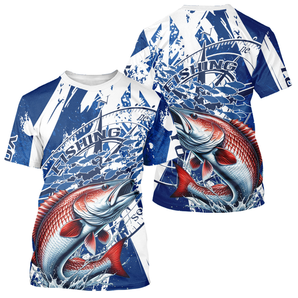 Custom Blue Camo Redfish Puppy Drum Saltwater Fishing Performance Fish