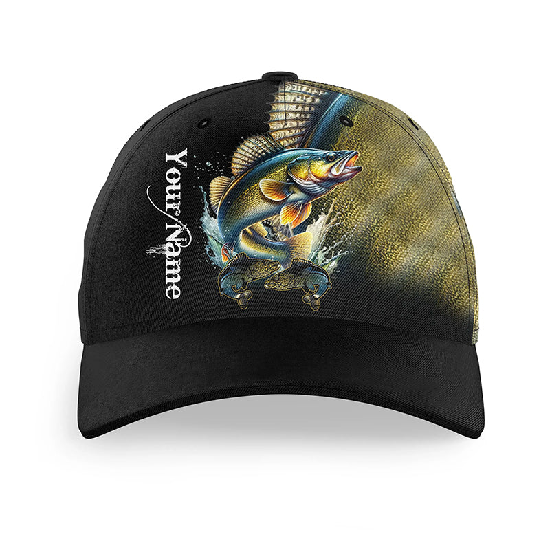 Walleye fishing yellow scales Custom Walleye fishing hat Unisex Fishin
