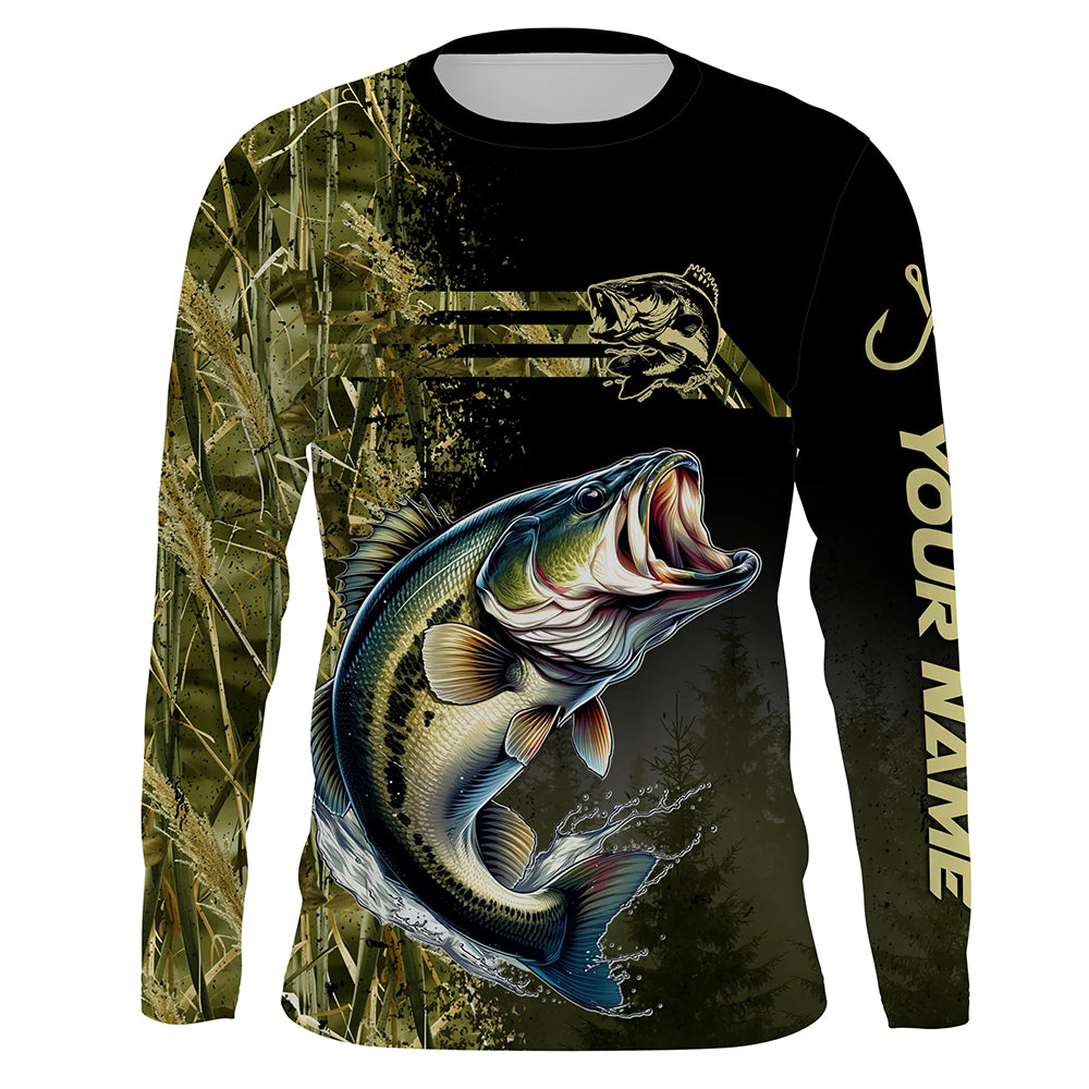 Custom Largemouth Bass fishing camouflage Fishing Jersey, Personalized