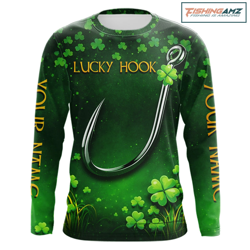 Custom St Patrick's Day Hook Fishing Shirts Long Sleeve, Performance F