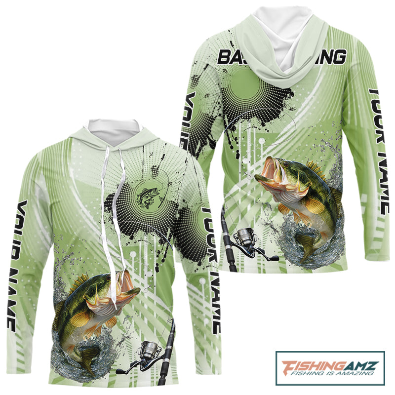 Largemouth Bass Fishing Shirts Long Sleeve Hooded UPF, Personalized Fi