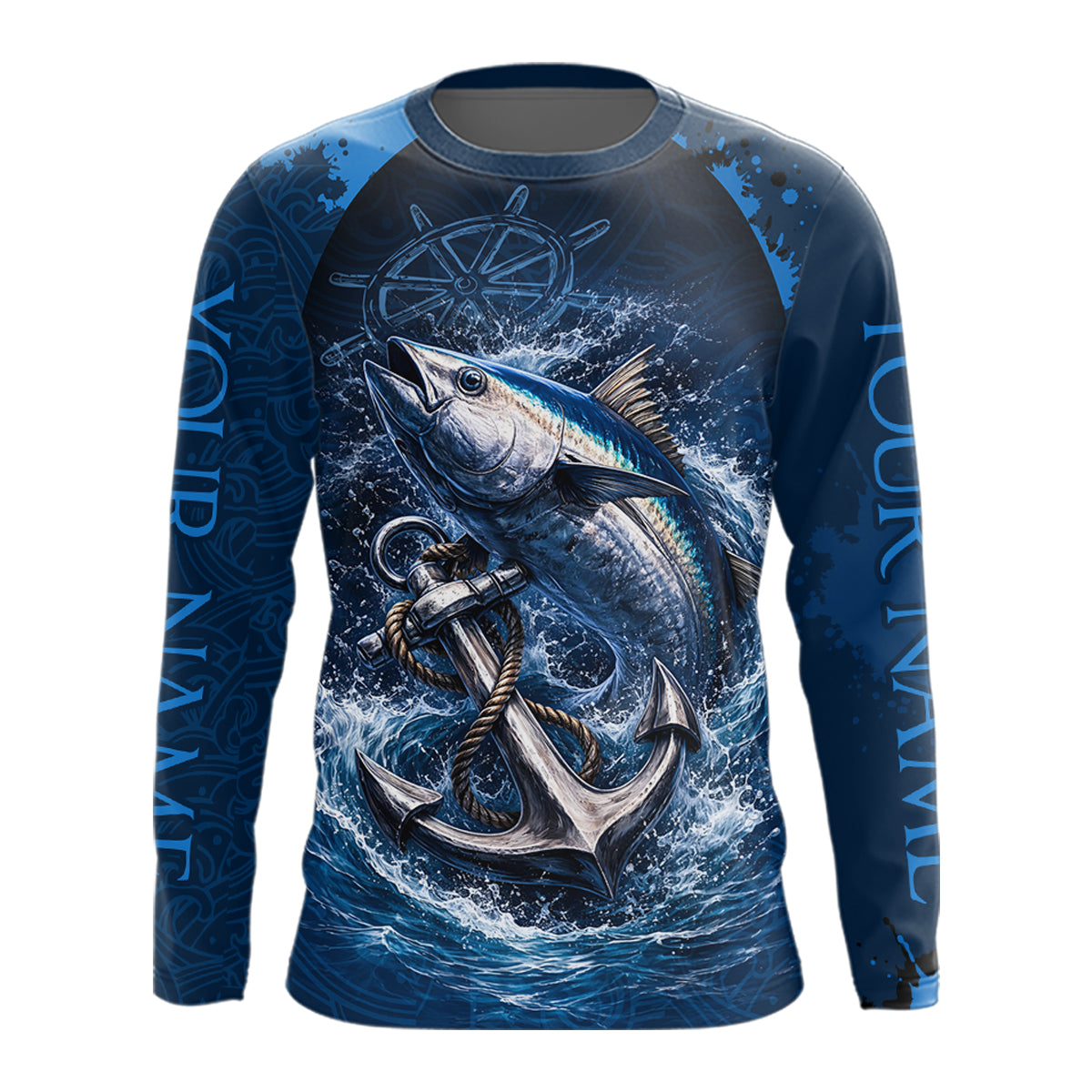 Custom Tuna Fishing Camo Long Sleeve Fishing Shirts, Personalized Tuna