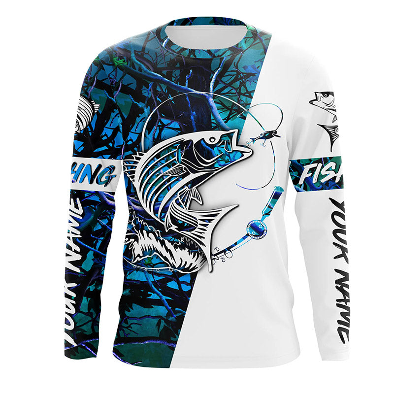 Custom Striped Bass Long Sleeve Fishing Shirts, Striper Bass Shirt Fis