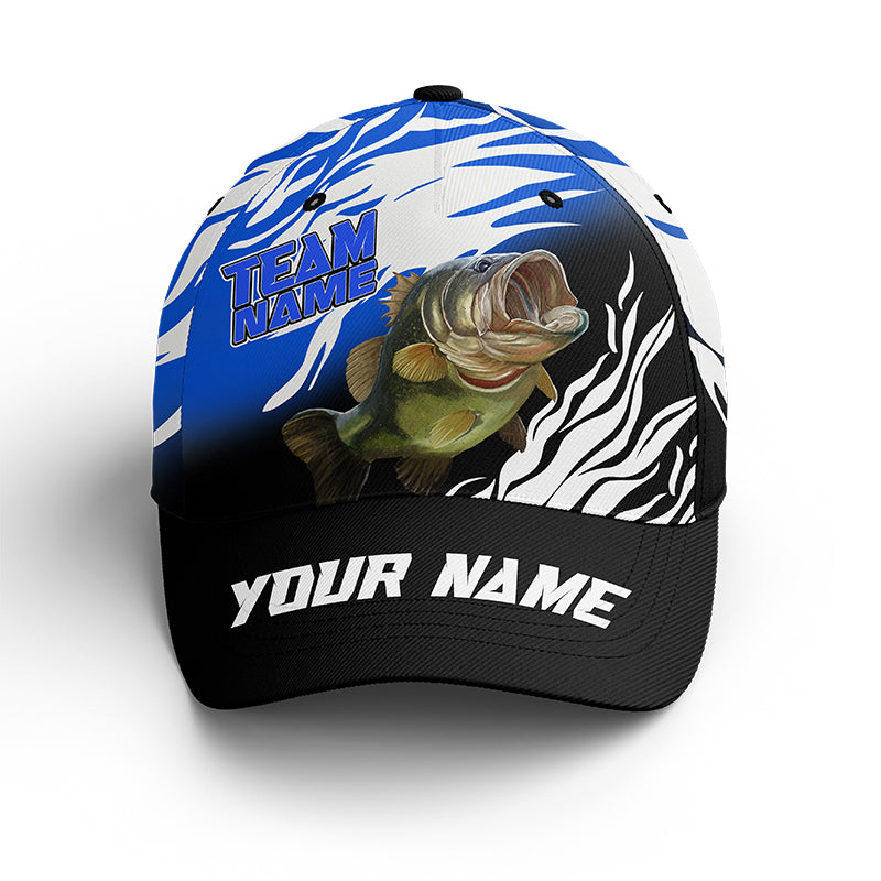 Custom Name Bass Fishing Hat, Bass Fishing Baseball Cap For Fishing Te