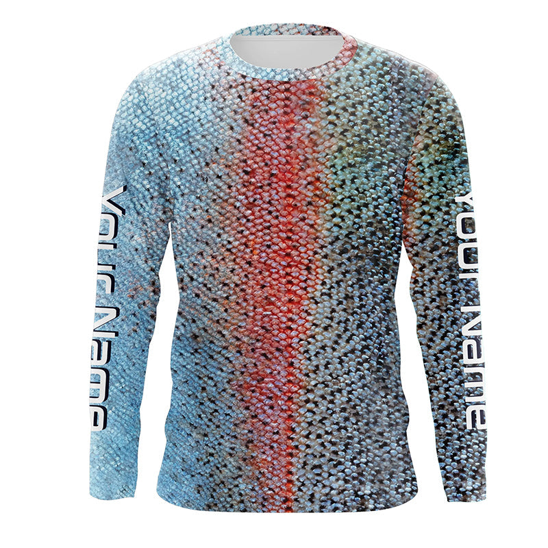 Rainbow Trout Fly Fishing Scales Custom Long Sleeve Fishing Shirts, Tr ...