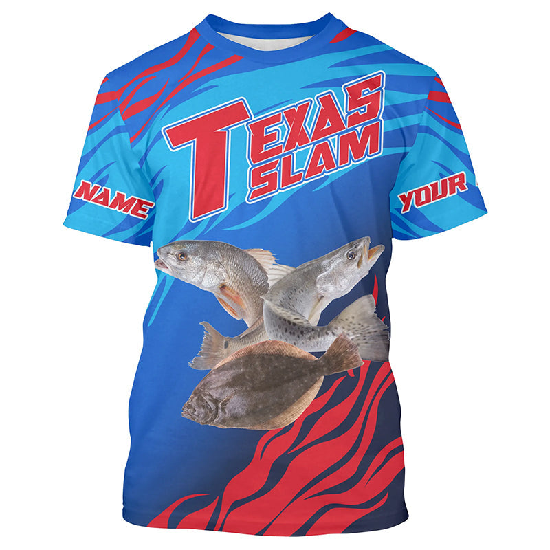 Custom Texas Inshore Slam Fishing Redfish, Trout, Flounder Short Sleev
